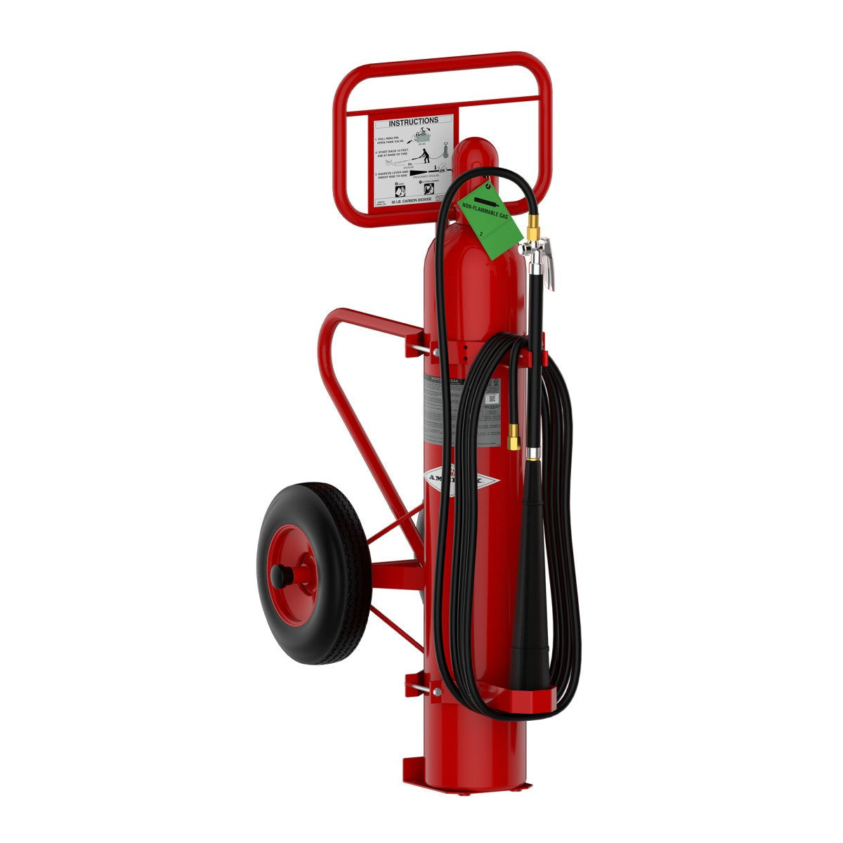 Amerex® 333 Carbon Dioxide CO2 Wheeled Unit Fire Extinguisher, 50 Poun ...