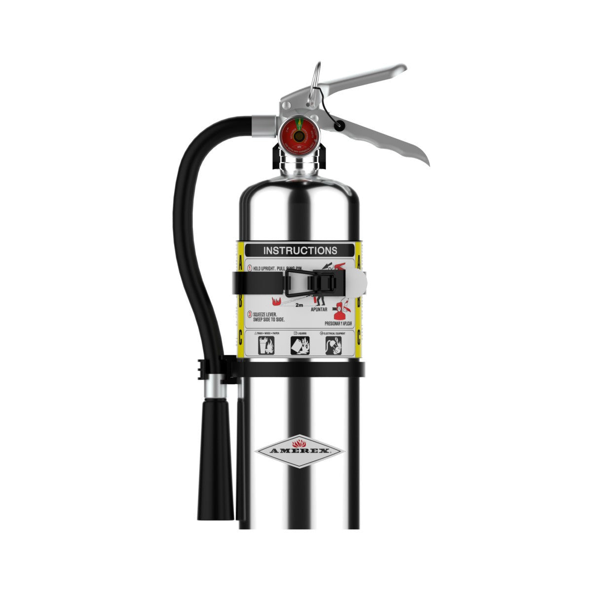 Amerex® B500TC ABC Dry Chemical Chrome Fire Extinguisher 5lb, 2A10BC ...