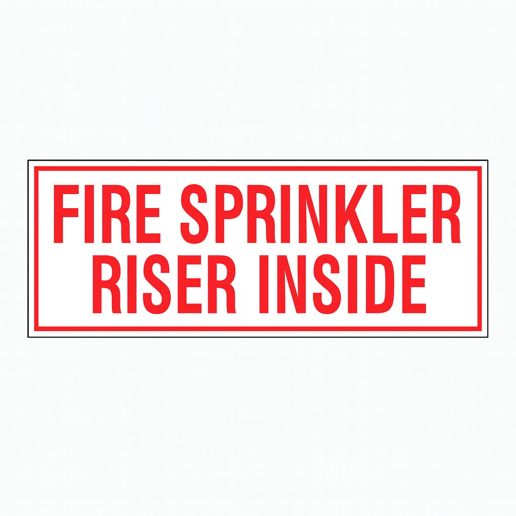 Fire Sprinkler Riser Inside Sign, Aluminum, 6" x 2" — BulkIndustries.com