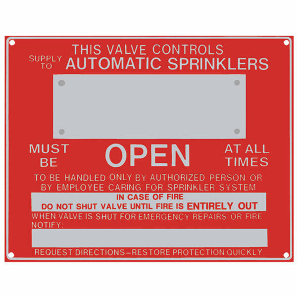 Fire Sprinkler Control Valve Sign With Address, Aluminum, 9" x 7 ...