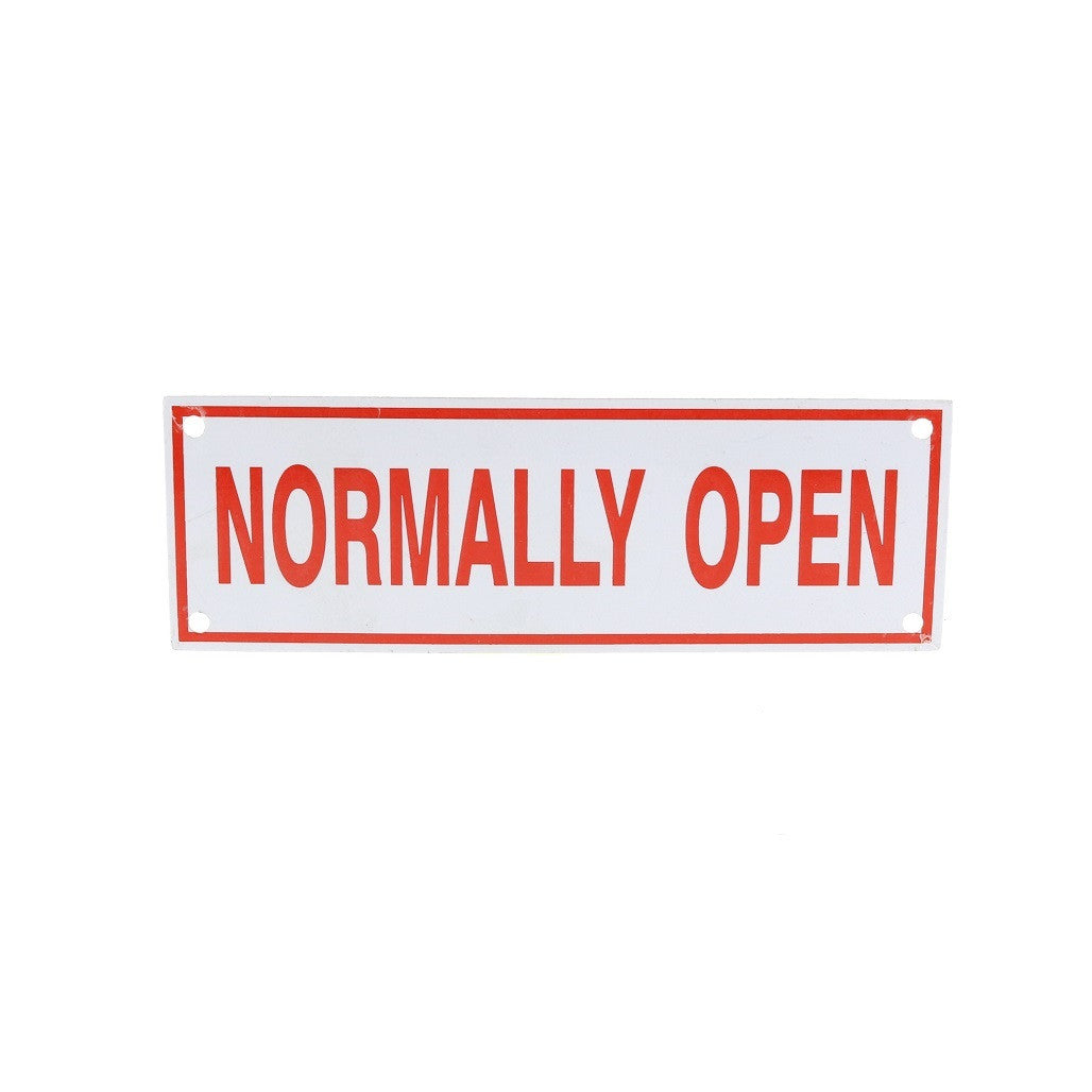 Normally Open Sign, Aluminum, 6" x 2" — BulkIndustries.com