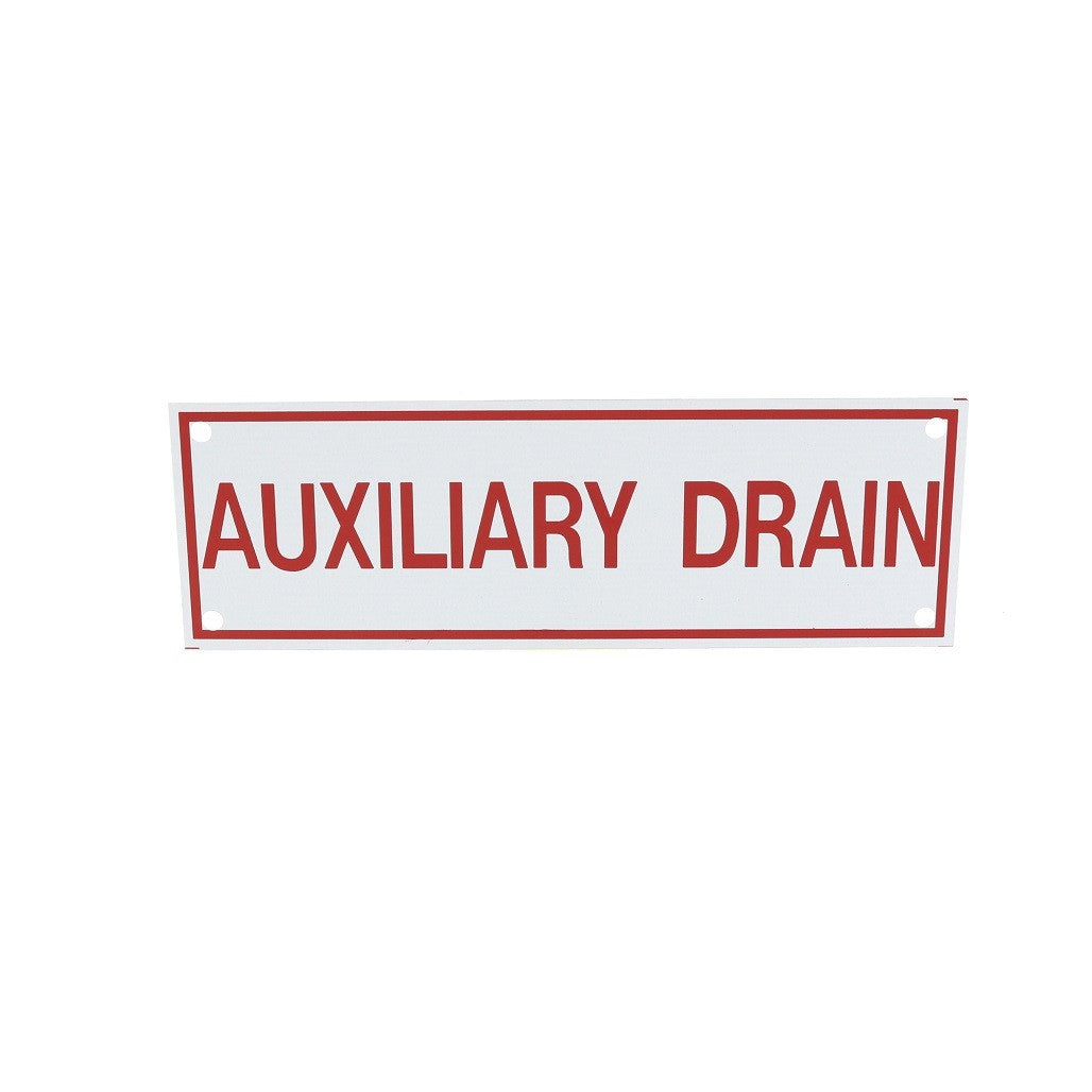 Auxiliary Drain Sign, Aluminum, 6" x 2" — BulkIndustries.com