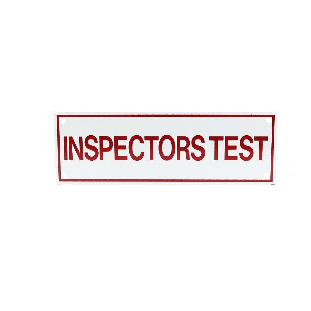 Inspectors Test Valve Sign, Aluminum, 6" x 2" — BulkIndustries.com